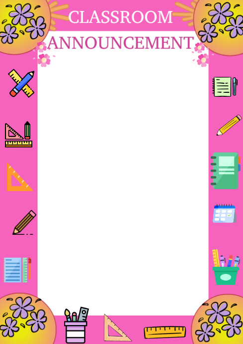 Copy of White Pastel Classroom Announcement Poster Template A2 ...