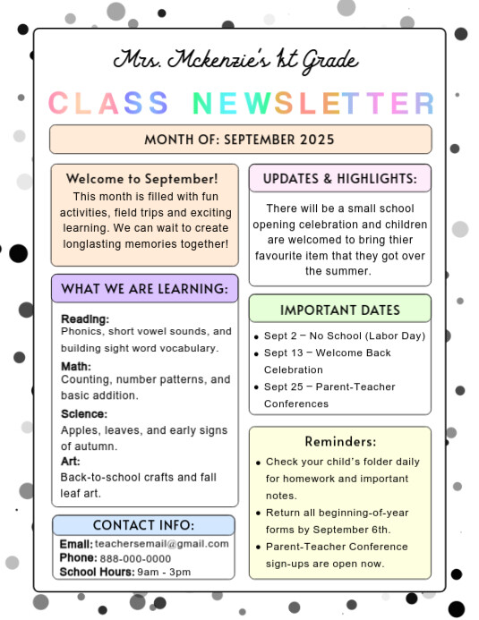 Copy of White Pastel Classroom Newsletter Template Flyer (us Letter ...