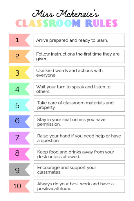 White Pastel Classroom Rules Poster Template | PosterMyWall