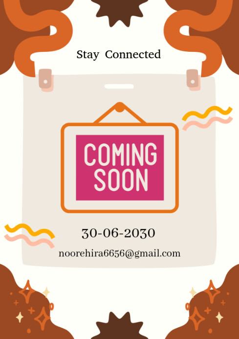 White Pastel Coming Soon Announcement A4 Template | PosterMyWall
