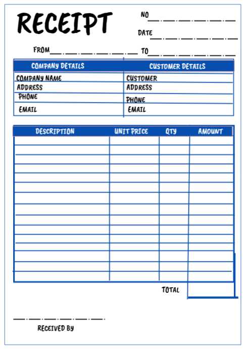 Copy of White Pastel Company Receipt Template A4 | PosterMyWall