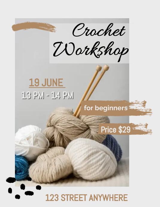 Copy of White Pastel Crochet Workshop Flyer (us Lett | PosterMyWall