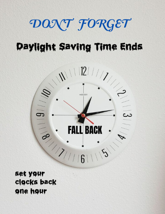 White Pastel Daylight Saving Time Ends Flyer (us Letter) Template ...