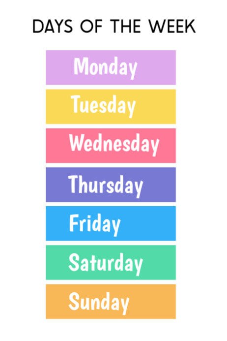 Copy of White Pastel Days Of The Week Educational Poster | PosterMyWall