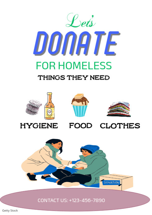 White Pastel Donate For Homeless A4 Template | PosterMyWall