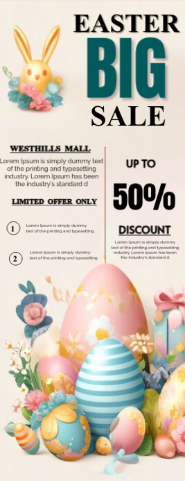 White Pastel Easter Big Sale Design Template Half Page Letter ...