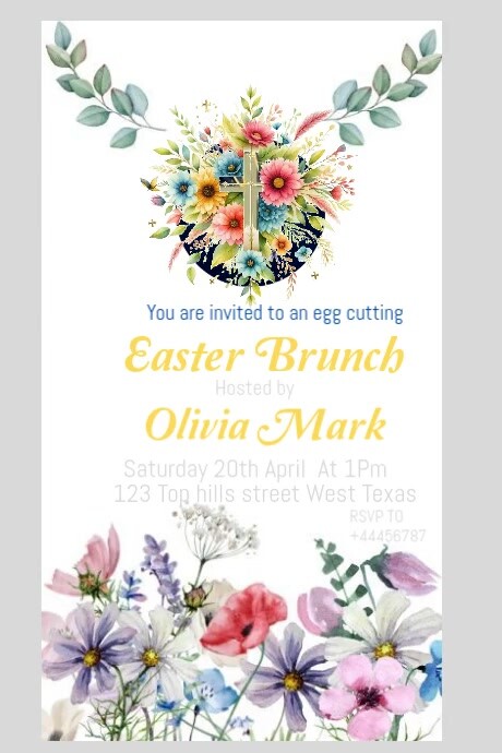 White Pastel Easter Brunch And Egg Hunt Poster Template | PosterMyWall