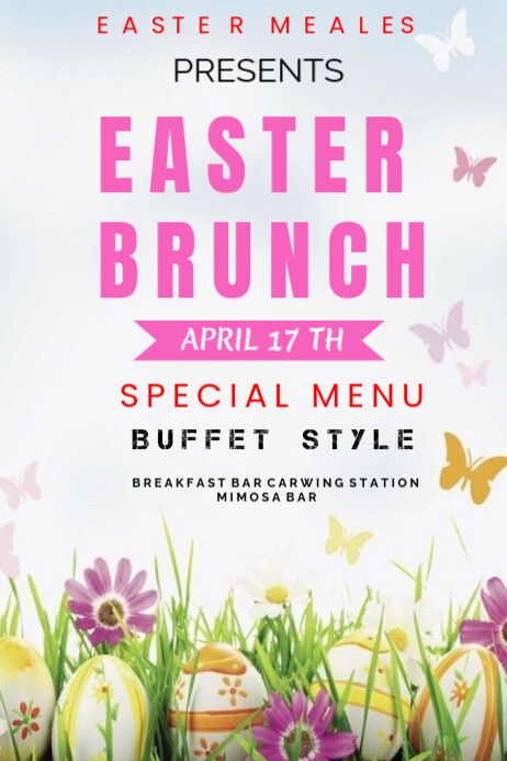 White Pastel Easter Day Brunch Poster Template | PosterMyWall