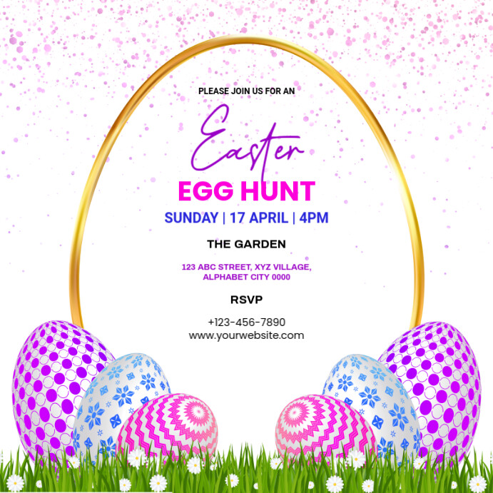 White Pastel Easter Egg Hunt Instagram Post Template | PosterMyWall