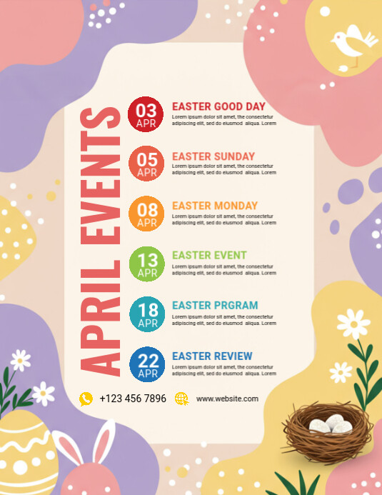 White Pastel Easter Event Schedule Flyer (us Letter) Template ...