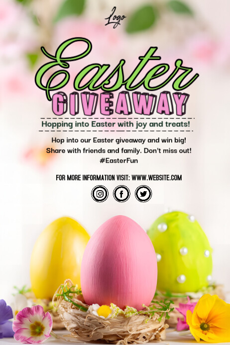 White Pastel Easter Giveaway Poster Template | PosterMyWall