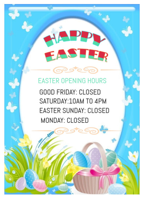 Plantilla de White Pastel Easter Notice Of Working And Closing Hours ...