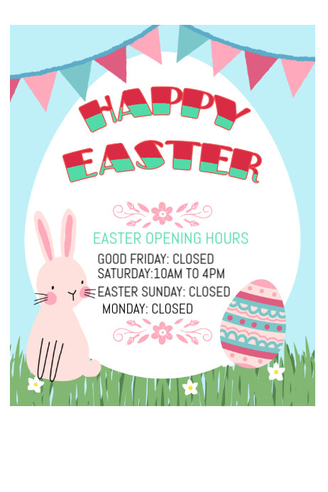Copy of White Pastel Easter Opening Hours Poster | PosterMyWall