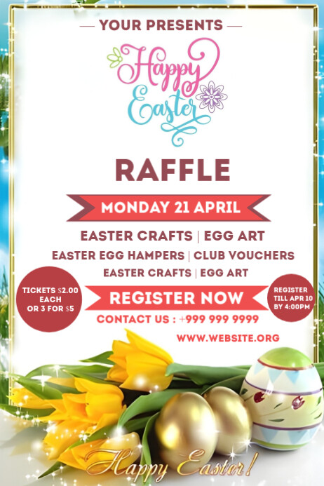 White Pastel Easter Raffle Poster Template | PosterMyWall