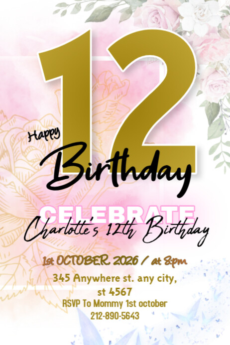 Plantilla de White Pastel Editable Kids Birthday Poster | PosterMyWall