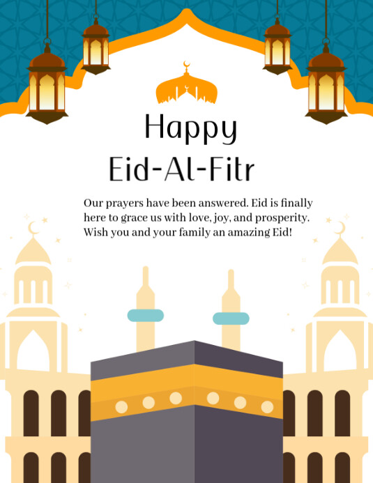 White Pastel Eid Mubarak / Eid Al Fitr Flyer (us Letter) Template ...
