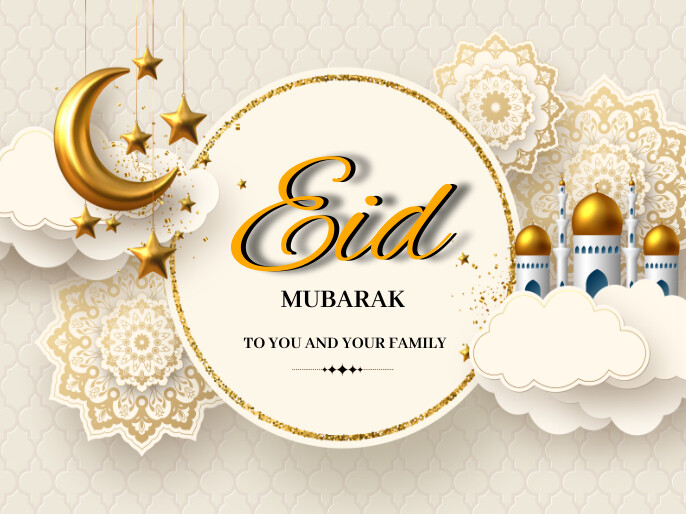 White Pastel Eid Ul Adha Presentation Template | PosterMyWall