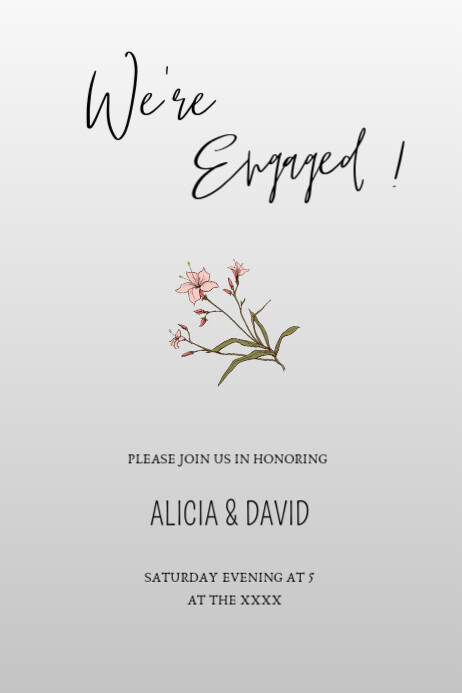 White Pastel Engagement Party Poster Template | PosterMyWall