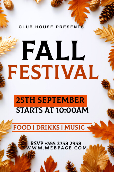 White Pastel Fall Festival Poster Template | PosterMyWall