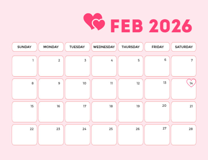 White Pastel February Calendar 2025 Flyer (us Letter) Template ...