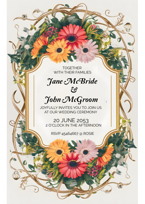 Copy of White Pastel Floral Wedding Card A6 | PosterMyWall