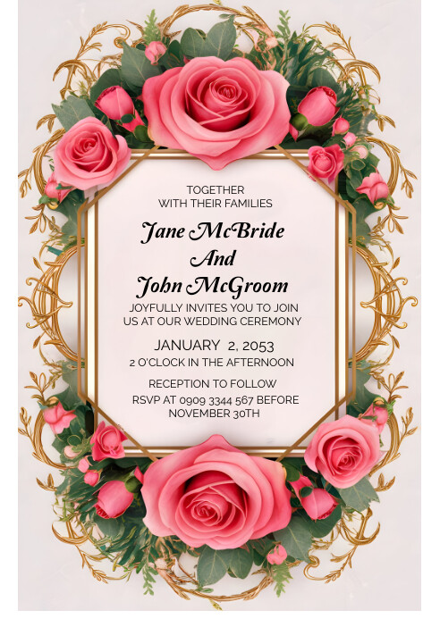 White Pastel Floral Wedding Card A6 Template | PosterMyWall