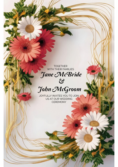 Copy of White Pastel Floral Wedding Card A6 | PosterMyWall