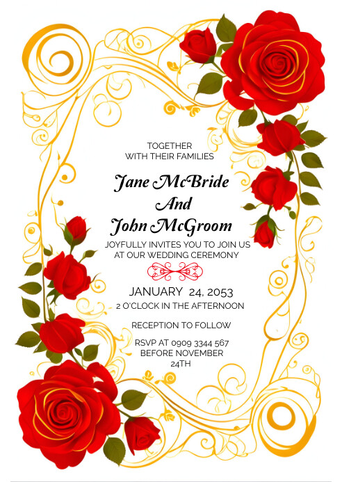 White Pastel Floral Wedding Card A6 Template | PosterMyWall