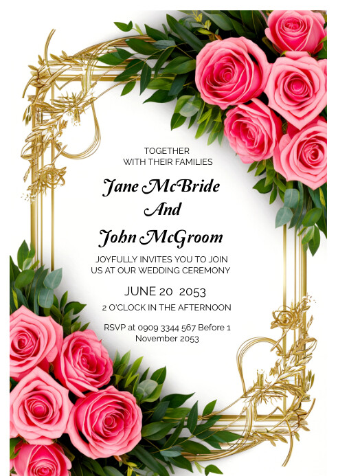 White Pastel Floral Wedding Card A6 Template | PosterMyWall