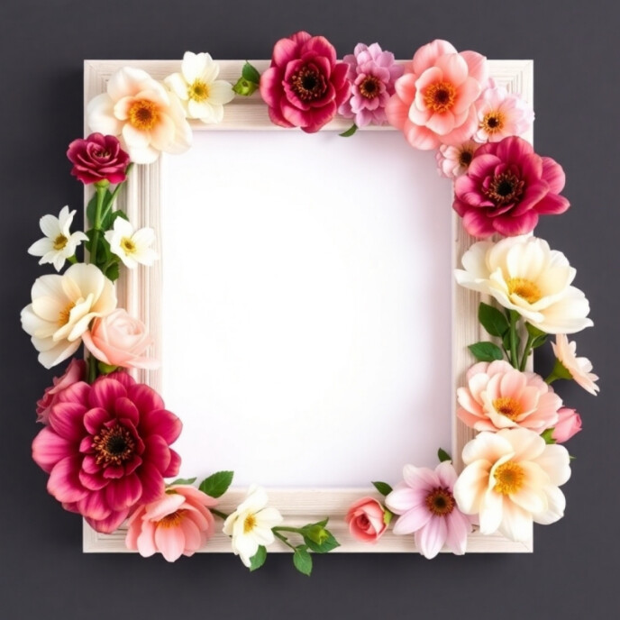 White Pastel Flower Photo Frame Album Cover Template | PosterMyWall