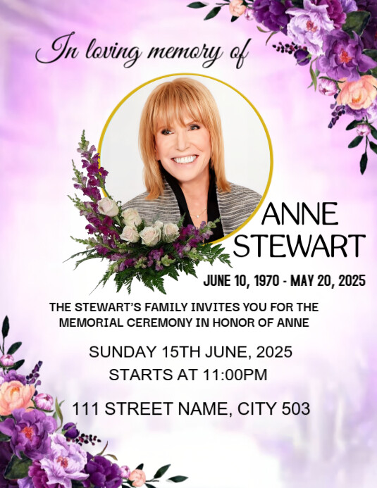 Copy of White Pastel Funeral Announcements Ads Flyer (us Letter ...