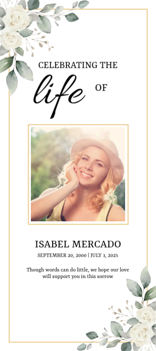 White Pastel Funeral Bookmark Rack Card Template | PosterMyWall