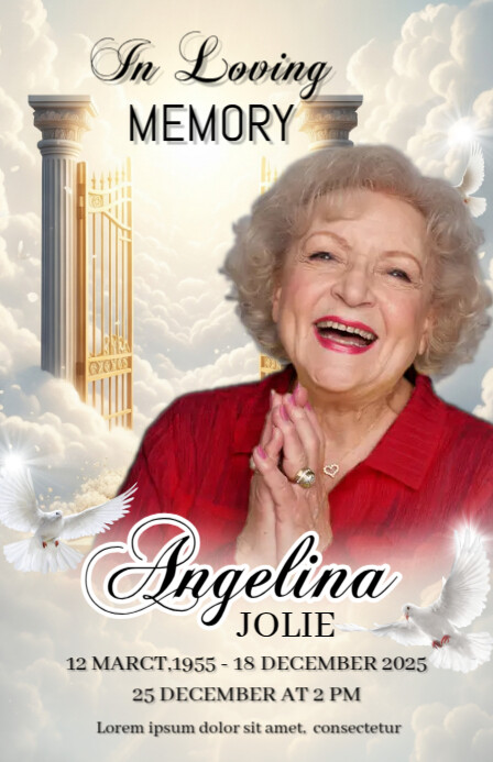 Copy of White Pastel Funeral Program Template Half Page Wide | PosterMyWall