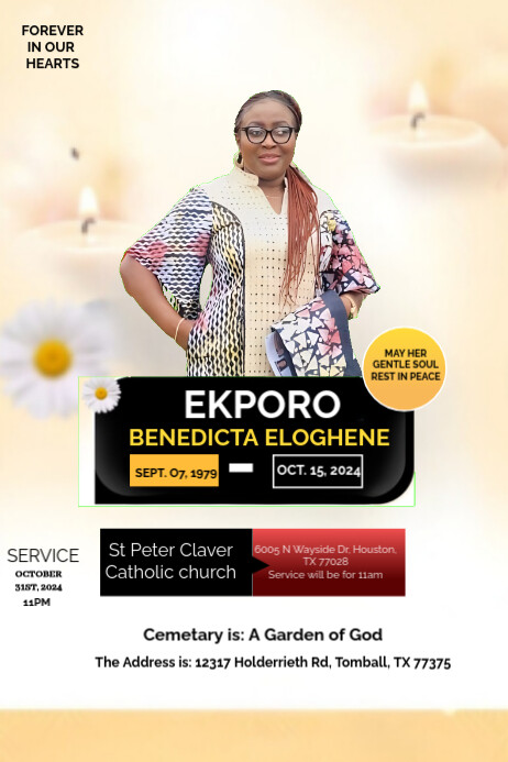 White Pastel Funeral Service Announcement Poster Template | PosterMyWall