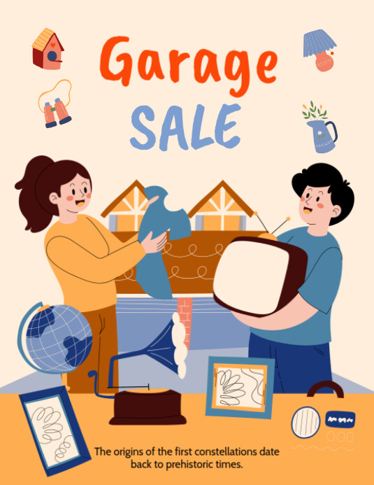 White Pastel Garage Sale Flyer (us Letter) Template | PosterMyWall