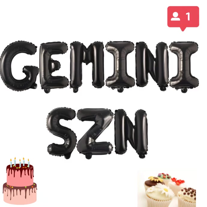 Copy of White Pastel Gemini Szn Birthday With Cake An | PosterMyWall