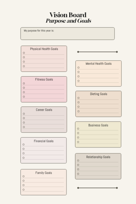 White Pastel Goal Planner Vision Board Poster Template | PosterMyWall