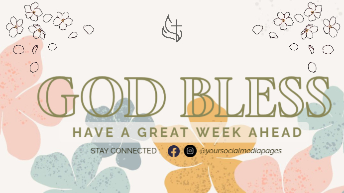 White Pastel God Bless Digital Display (16:9) Template | PosterMyWall