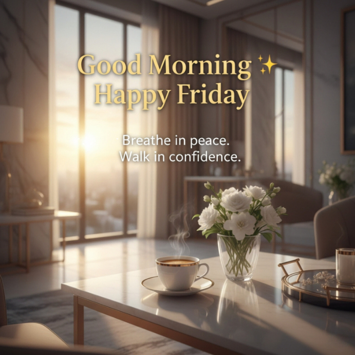 Plantilla de White Pastel Good Morning Happy Friday Poster – Calm ...
