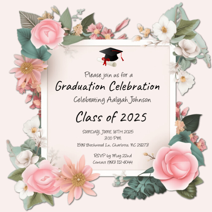 White Pastel Graduation Celebration Poster Instagram Post Template ...