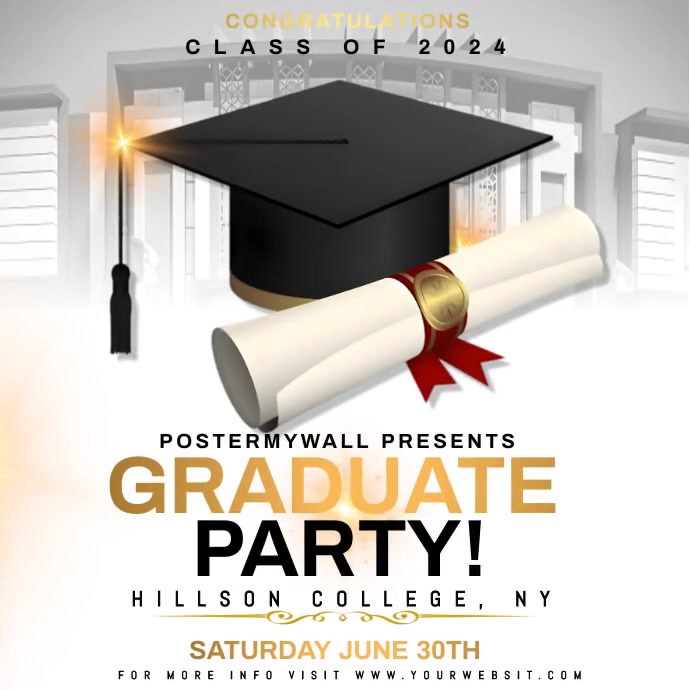 Plantilla de White Pastel Graduation Party Event Square (1 | PosterMyWall