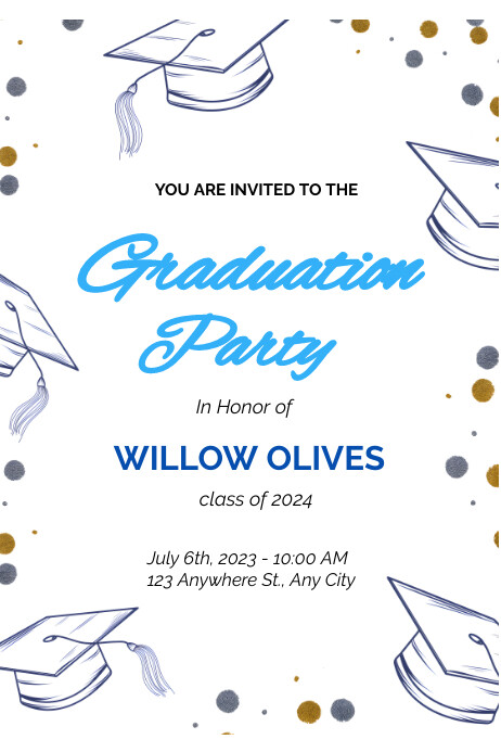 Modèle White Pastel Graduation Party Invitation Post | PosterMyWall