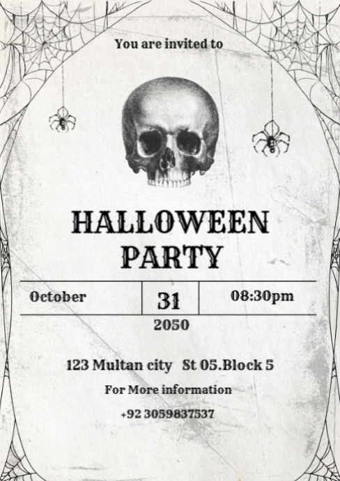White Pastel Halloween Day 31 October Night Party A6 Template ...