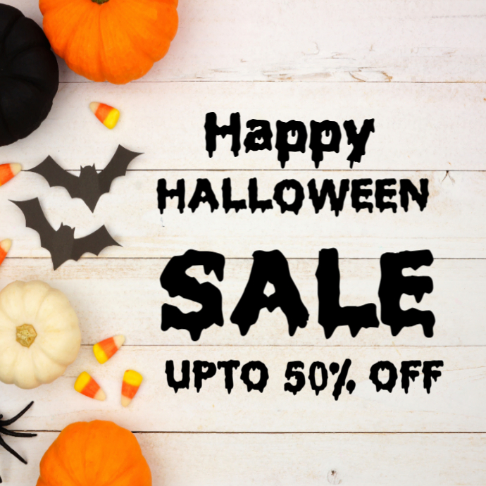 White Pastel Halloween Discount Special Sale Logo Template | PosterMyWall