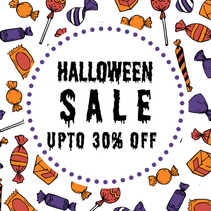 Plantilla de White Pastel Halloween Mega Sale 30% Off Instagram Post ...