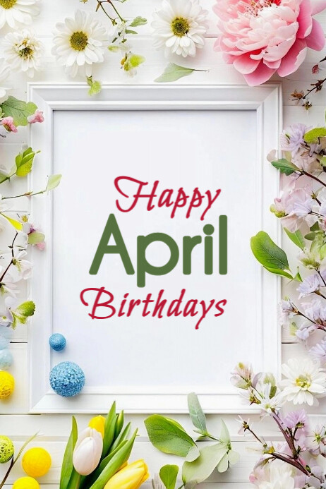 White Pastel Happy April Birthdays Banner 4' × 6' Template | PosterMyWall