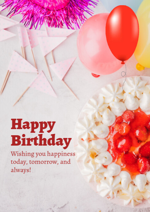 Copy of White Pastel Happy Birthday A4 | PosterMyWall