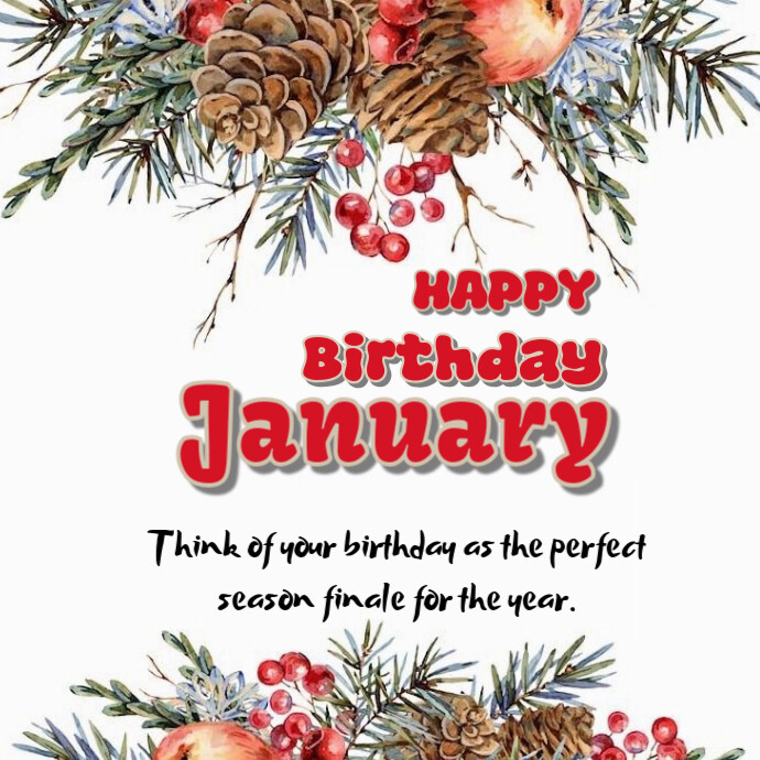 Copy of White Pastel Happy Birthday January Logo | PosterMyWall