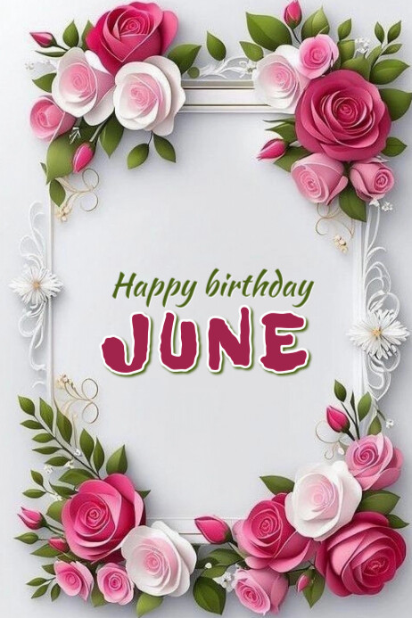 White Pastel Happy Birthday June Banner 4' × 6' Template | PosterMyWall
