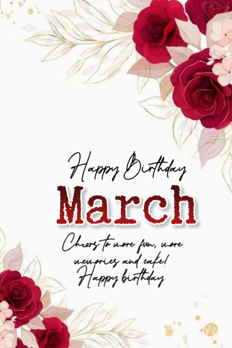 White Pastel Happy Birthday March Banner 4' × 6' Template | PosterMyWall